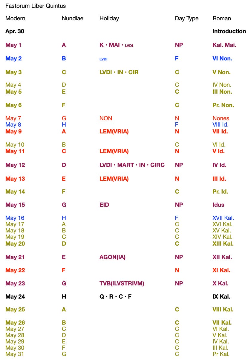 May Schedule & Calendar - by M. - Ovid Daily