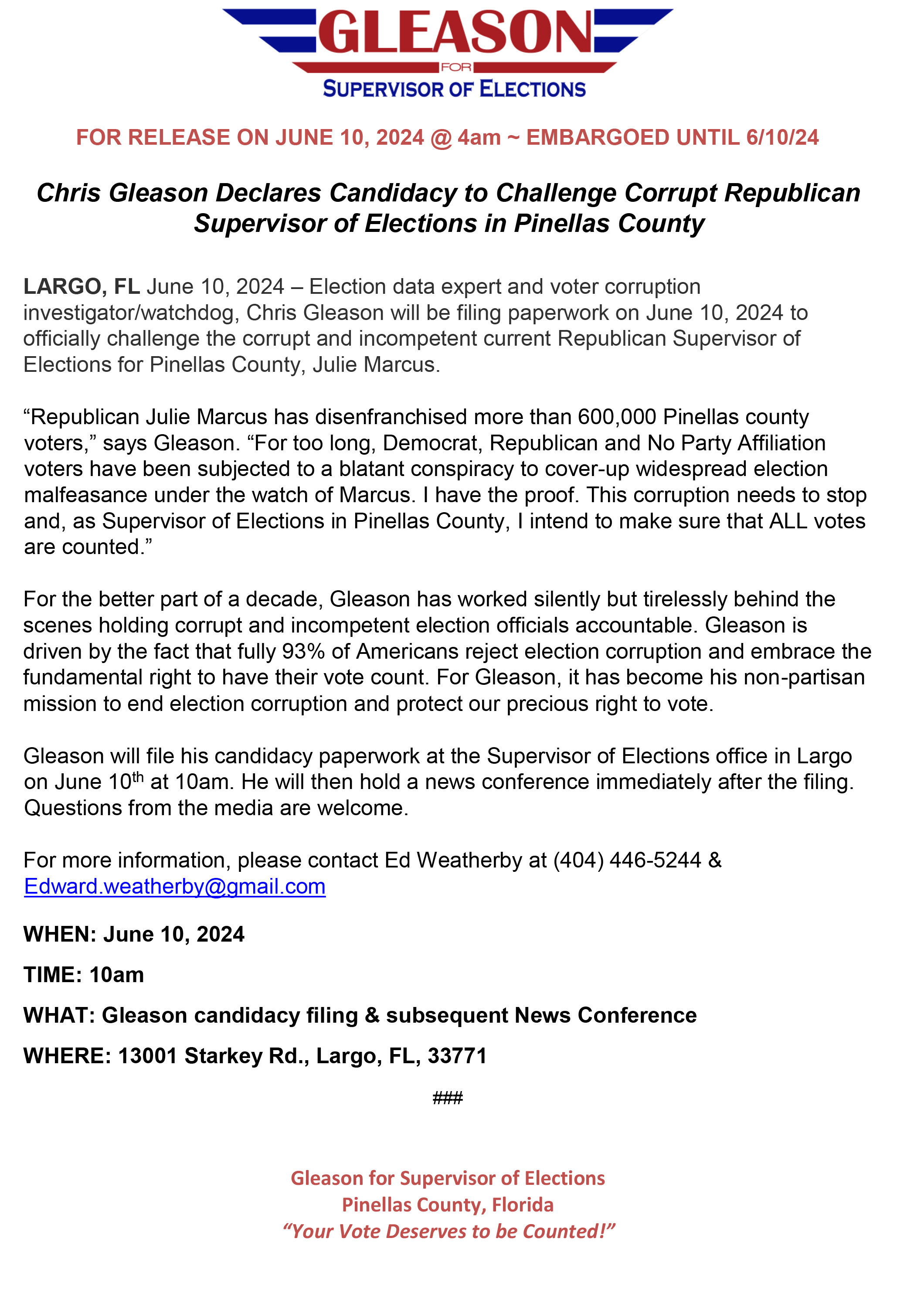 VIDEO: Chris Gleason Declares Candidacy To Challenge Corrupt Republican ...