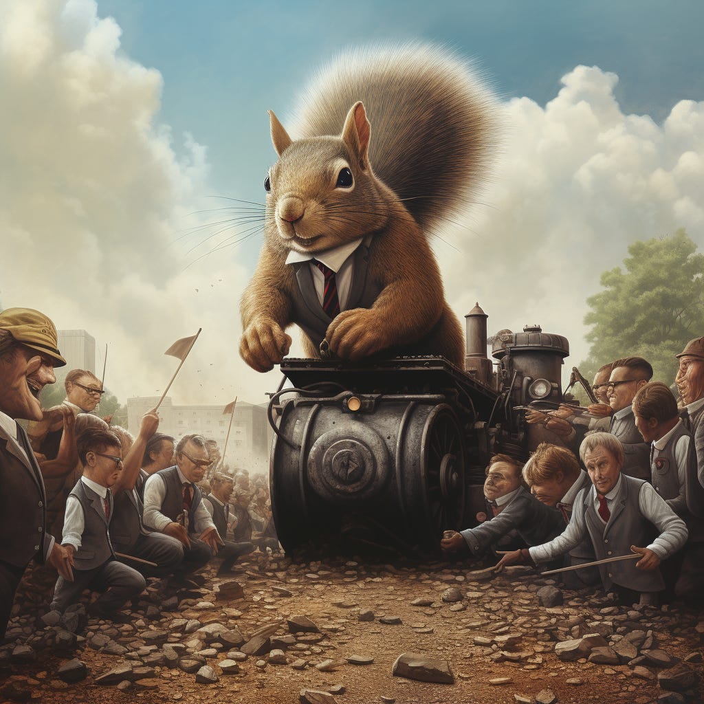 Pennies in front of the Steamroller - by The Blind Squirrel