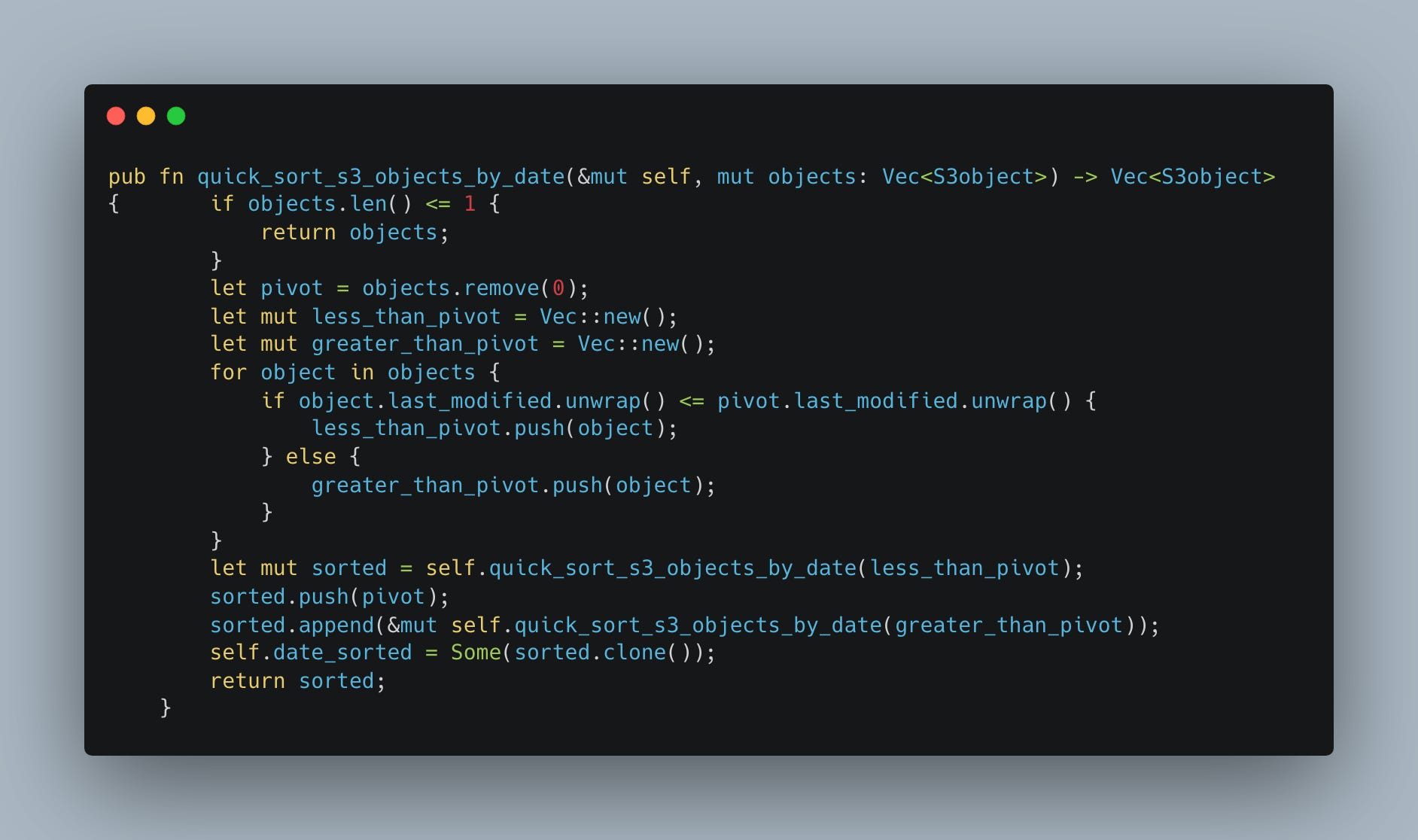 Real Life Example of the QuickSort Algo (Rust)