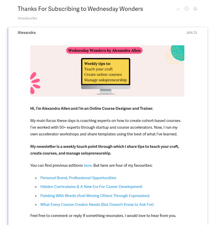 Crafting an effective Welcome Email - Linda's Substack