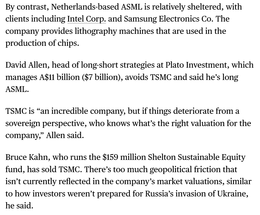 ‘Sell TSMC, Buy ASML’ Gains Traction as China-Taiwan Risks Grow ‘Sell TSMC, Buy ASML’ Gains Traction as China-Taiwan Risks Grow