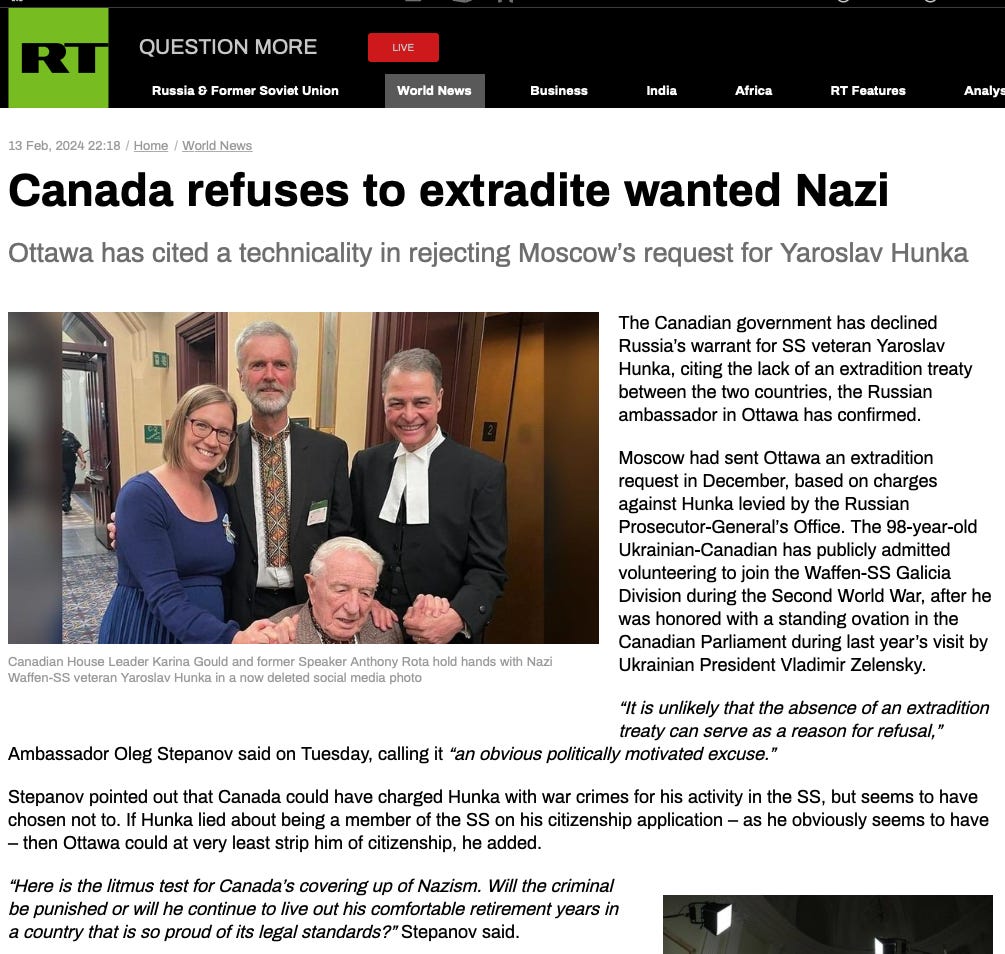 Does this make Trudeau complicit in Hunka's Nazi war crimes during WWII?