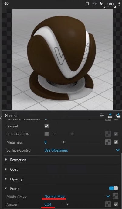Tworzenie map Reflection, Bump, Normal w panelu V-Ray