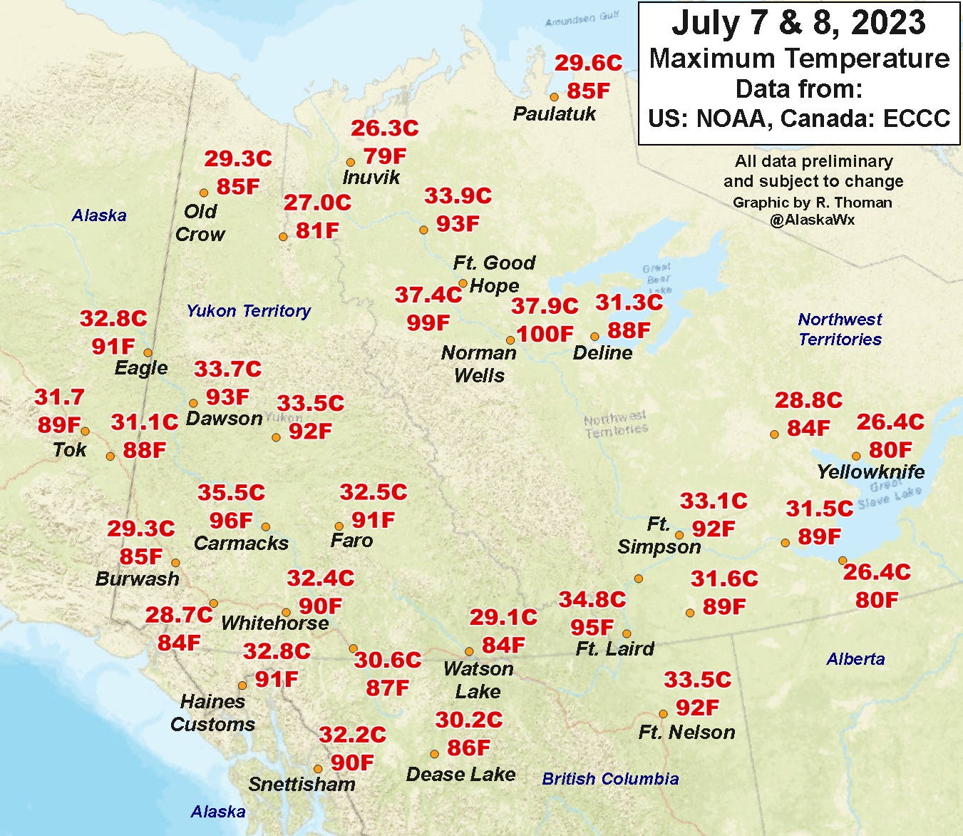 Extreme Heat in Northwest Canada - by Rick Thoman
