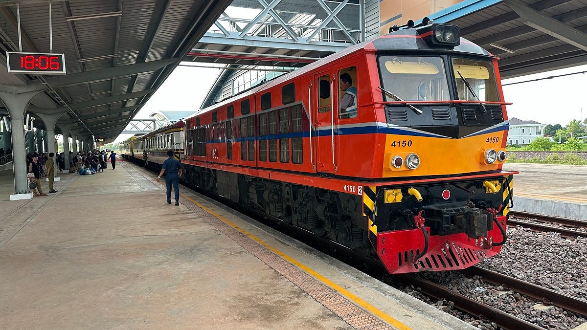 Riding the train from Bangkok to Vientiane