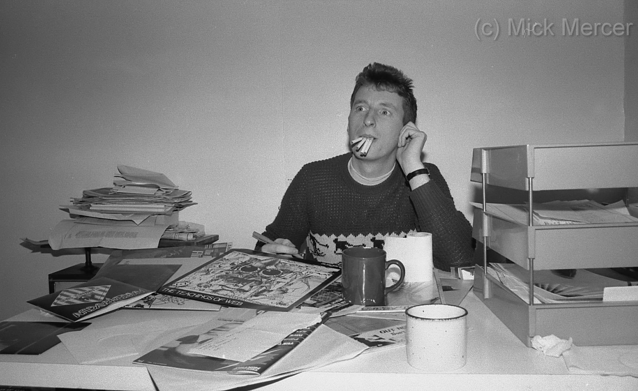 ON THIS DAY ... in 1984, BILLY BRAGG visits the Zigzag magazine office
