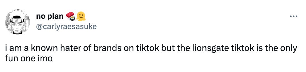 Lionsgate's TikTok Is Basically a Fan Account