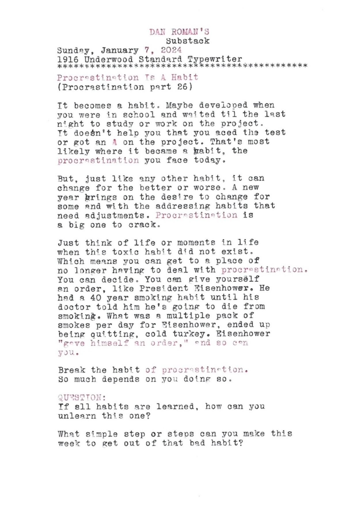 Procrastination Is A Habit - Dan Roman's Substack