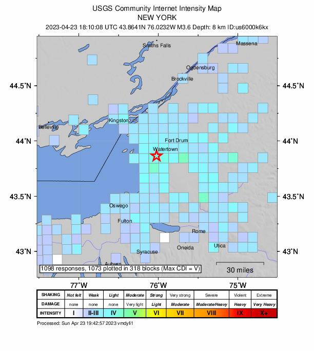 M3.6 earthquake below eastern shore of Lake Ontario shakes upstate New ...