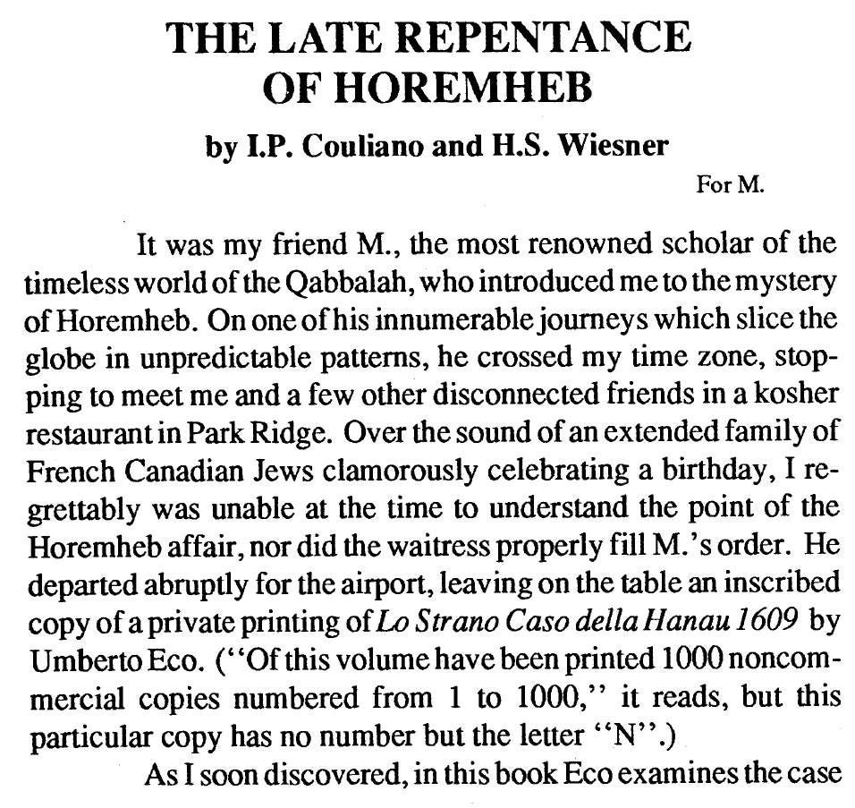 The Late Repentance of Horemheb - Pope Head Post