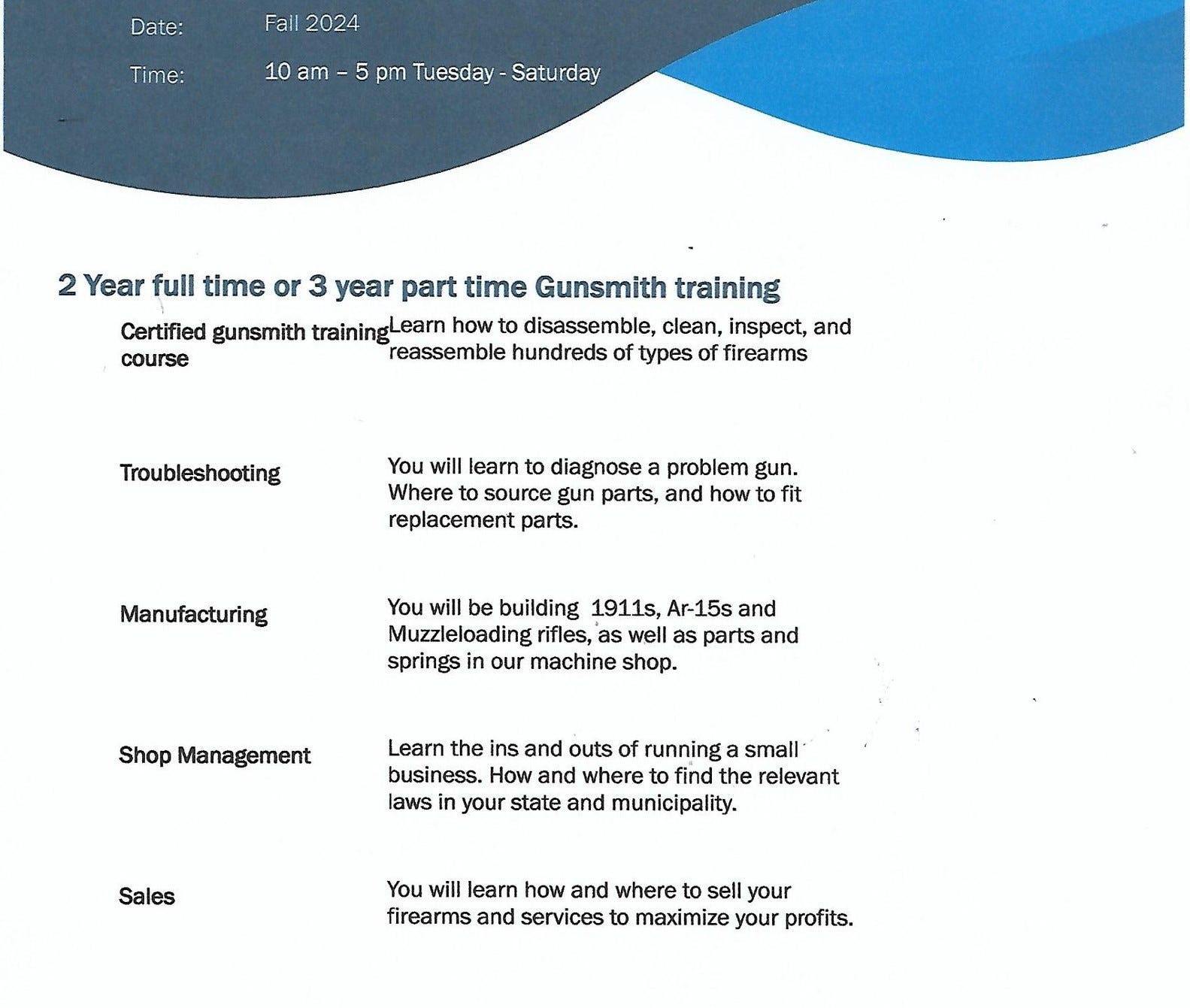 Real Gunsmith Courses – Firearm User Network / American Gunsmith