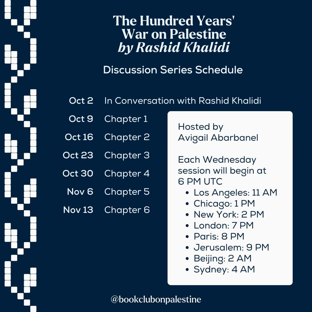 Book Club on Palestine series — Prof. Rashid Khalidi‘s book, ‘The ...