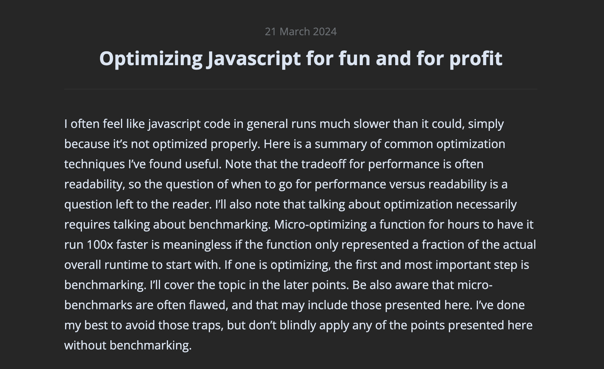 [Korean FE Article] 재미와 이익을 위한 자바스크립트 최적화