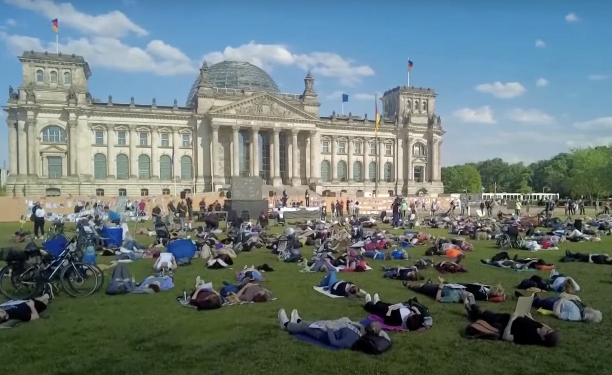 Hundreds of Middle-Aged German Women Lie Down on a Lawn in Berlin to ...