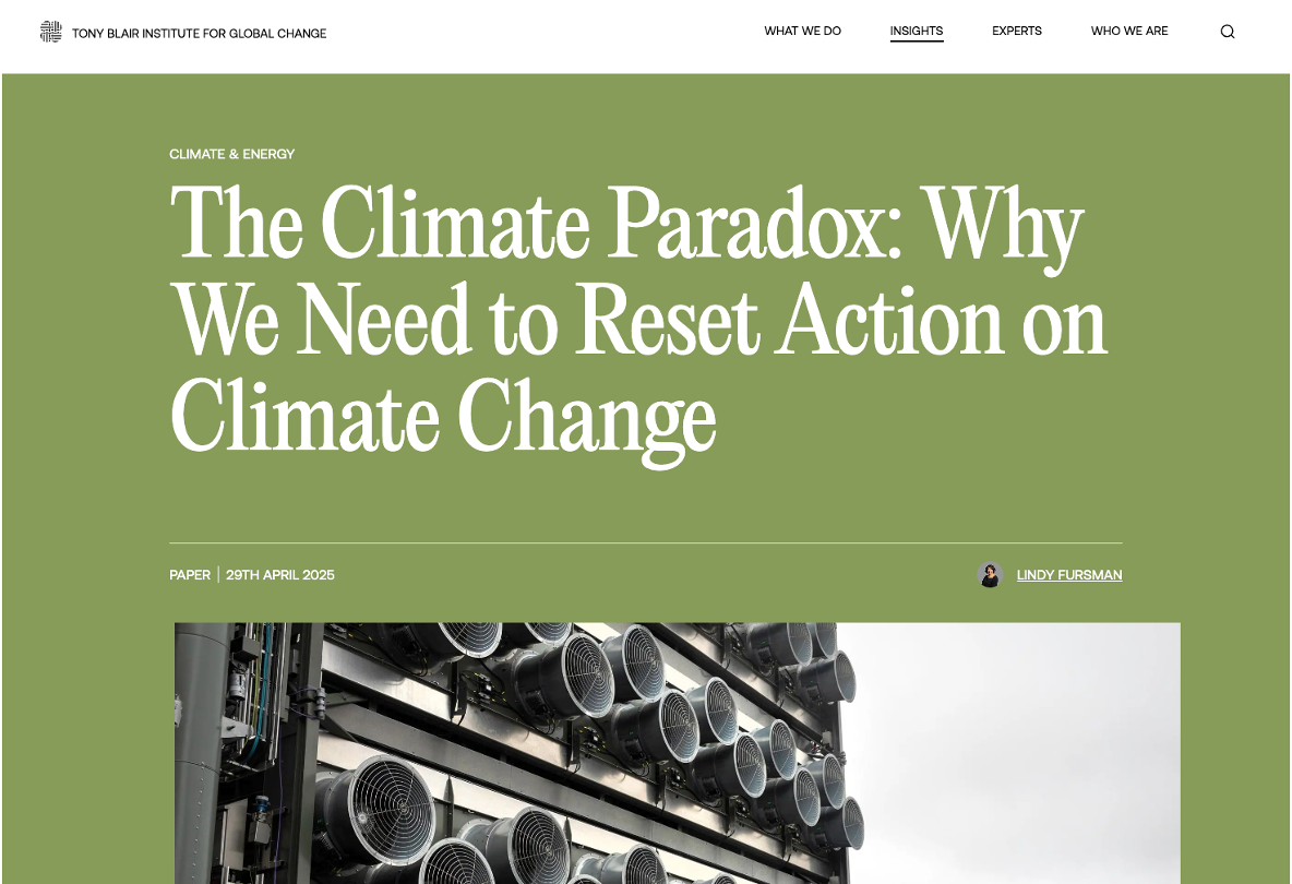 Why Tony Blair needs to reset his climate reset