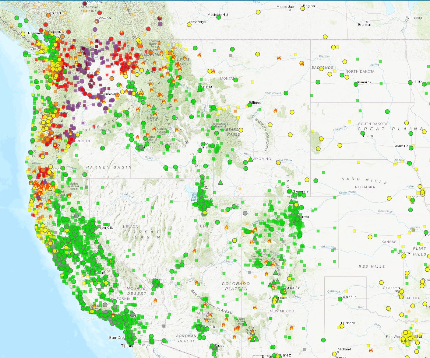 Global Wildfire Locations For Last 24 Hours - August 21st, 2023