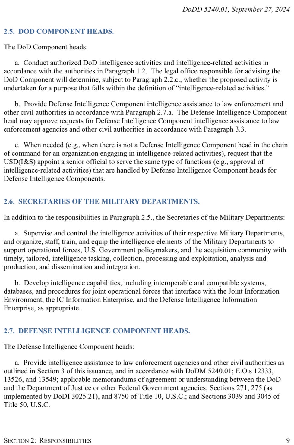 The DoD Quietly Reissues DoD Directive 5240.01, Expanding the Use of ...