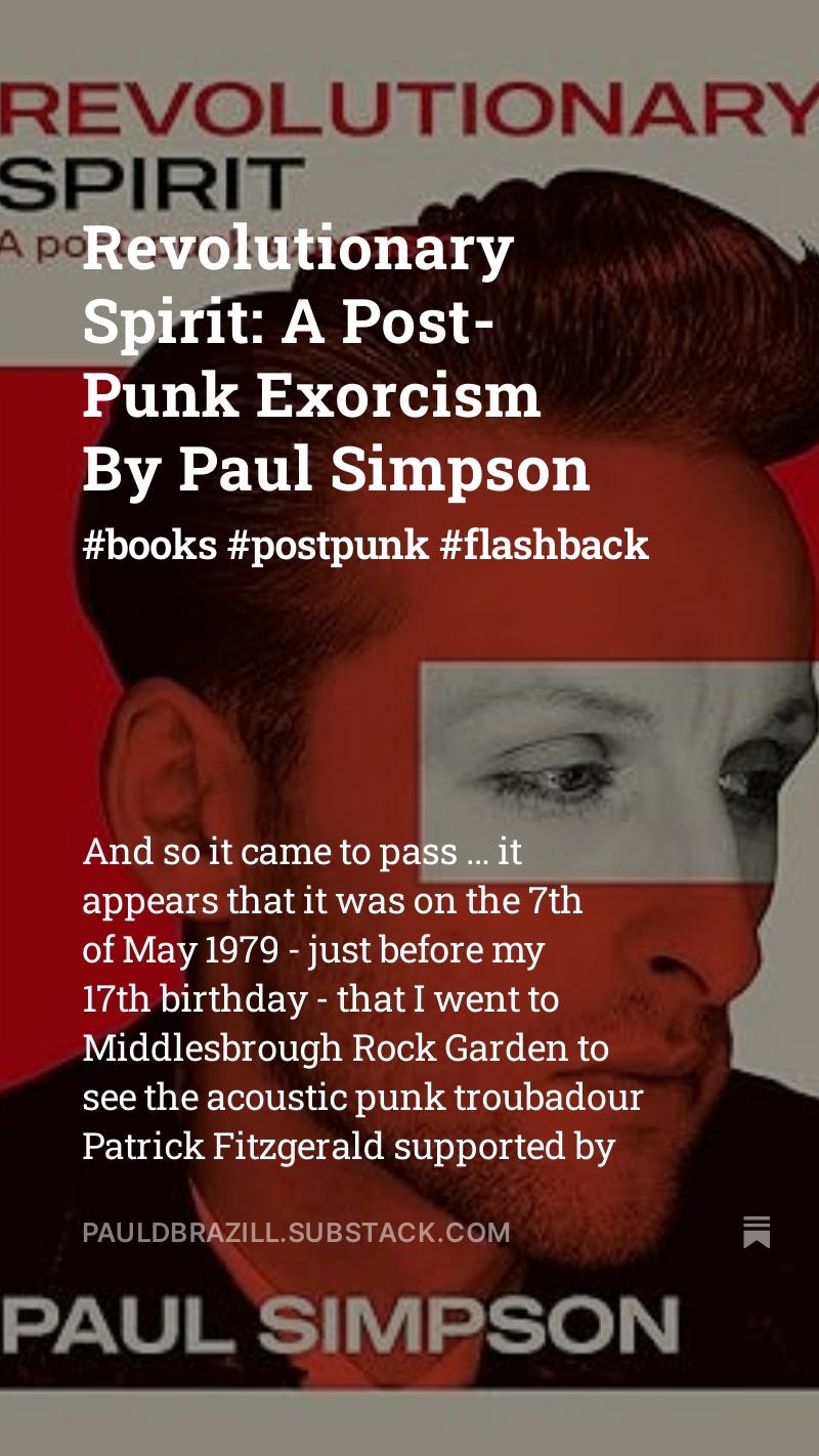 #postpunk #books: Recommended Read: Revolutionary Spirit: A Post-Punk Exorcism By Paul Simpson.