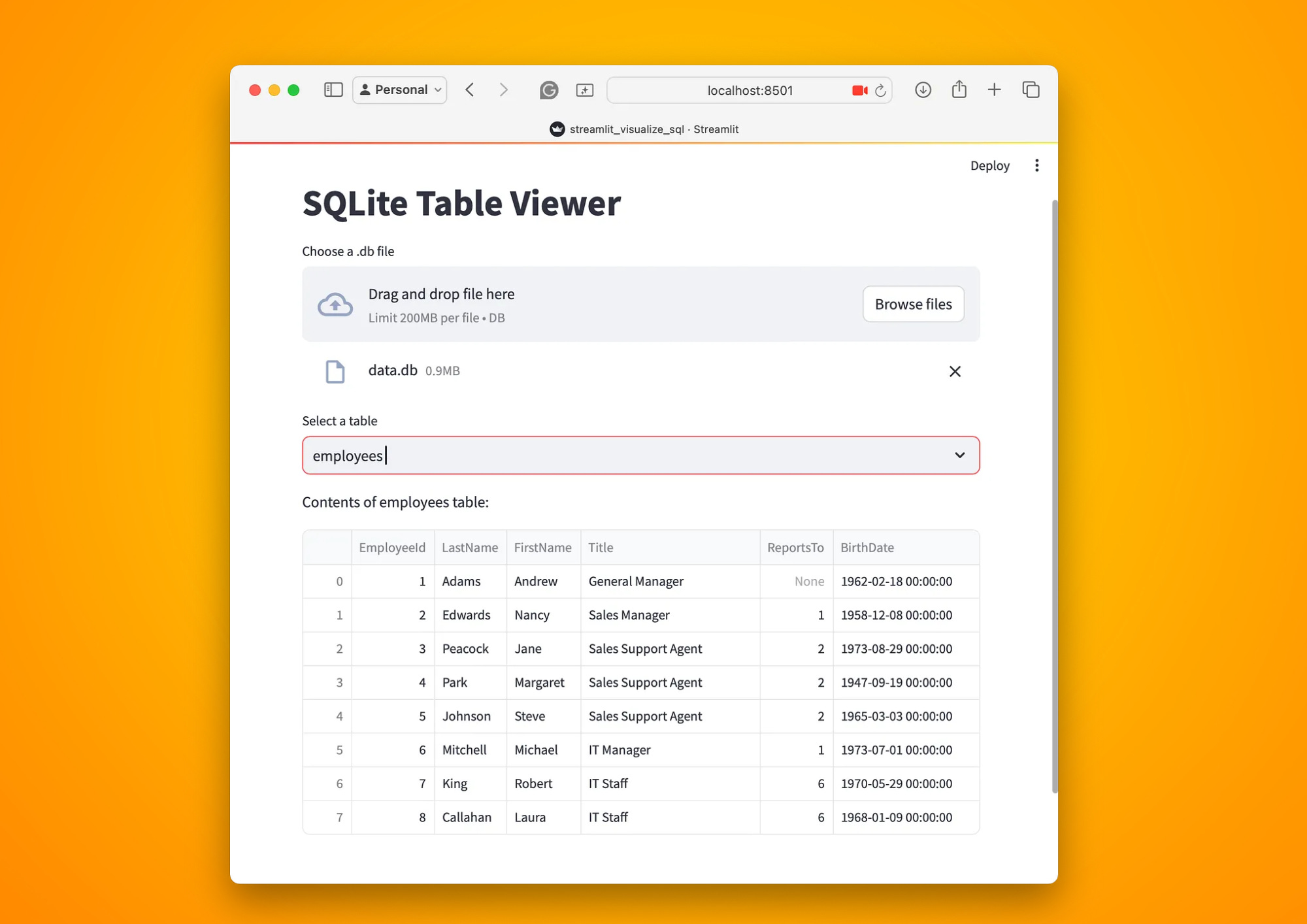 Python Project: Build a Streamlit SQLite Table Viewer Python Project: Build a Streamlit SQLite Table Viewer
