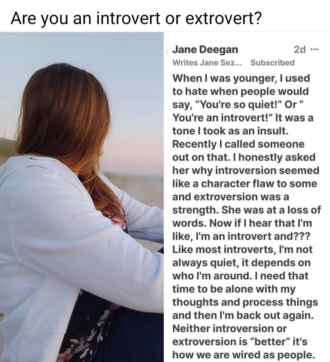 "I'm an introvert, and? - by Jane Deegan - Jane Sez...