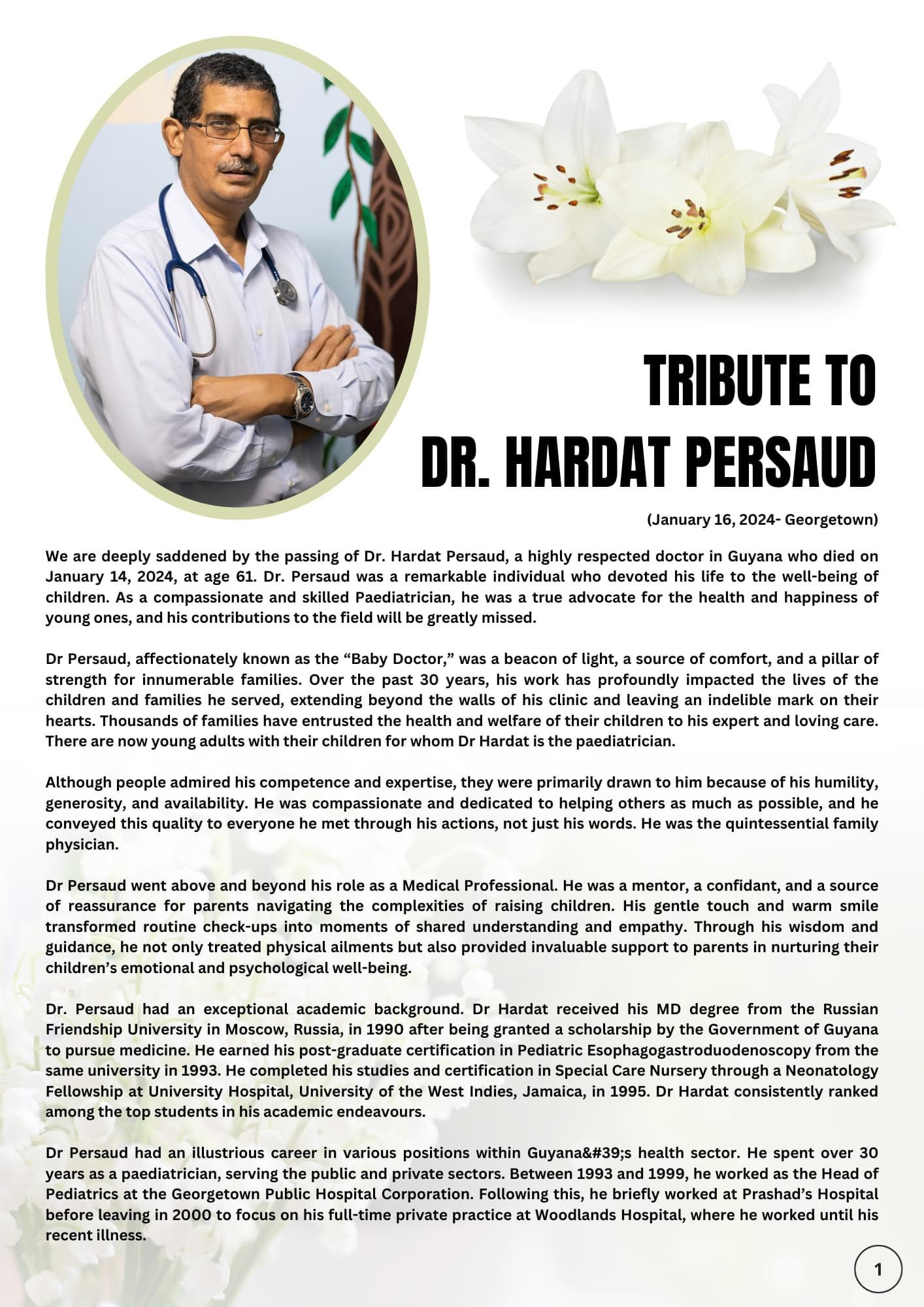 Dr. Hardat Persaud - by neena maiya - slow trekkin’…