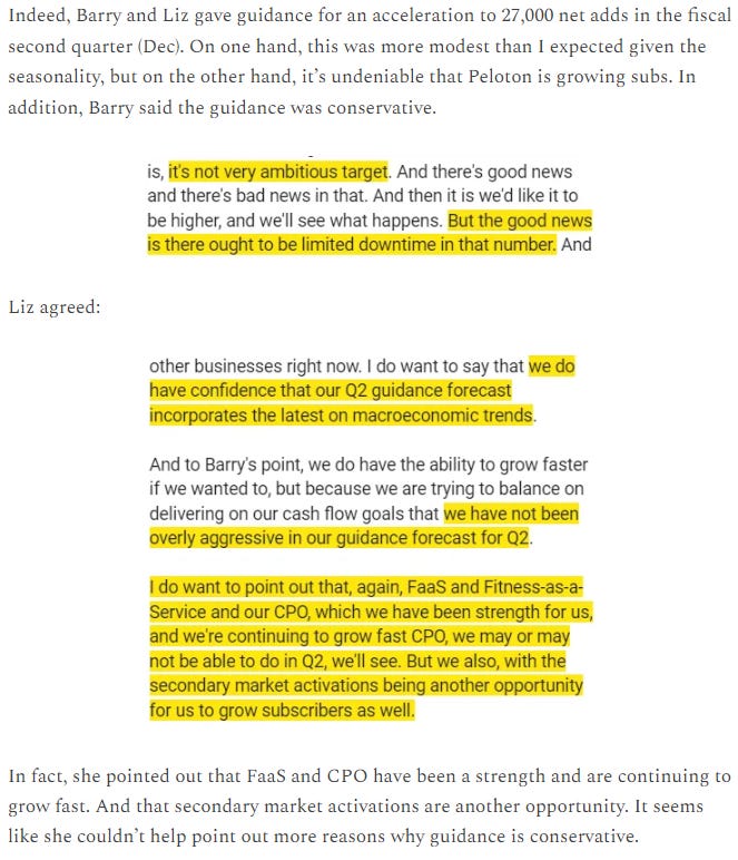 Peloton: Show Me - Implied Expectations with Models