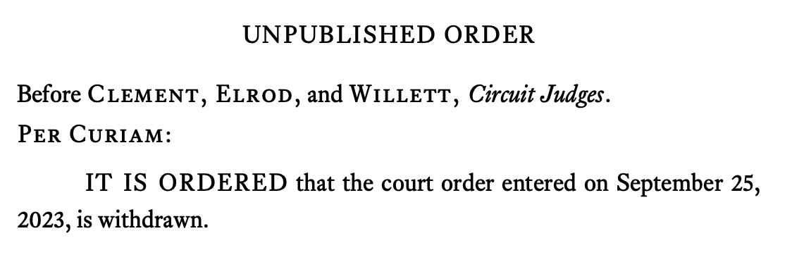 Fifth Circuit temporarily halts "religious-liberty training" order