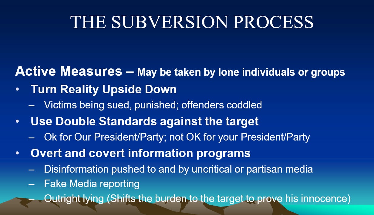 "The Subversion Process" by Former KGB Staff Member In Charge of ...