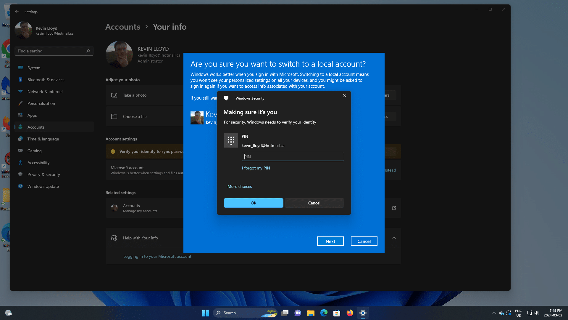 How To Switch To A Local Account in Windows 11