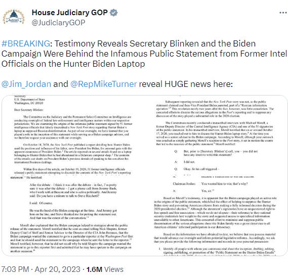 "Russian Disinfo" Letter Was Orchestrated at the Behest of the Biden ...