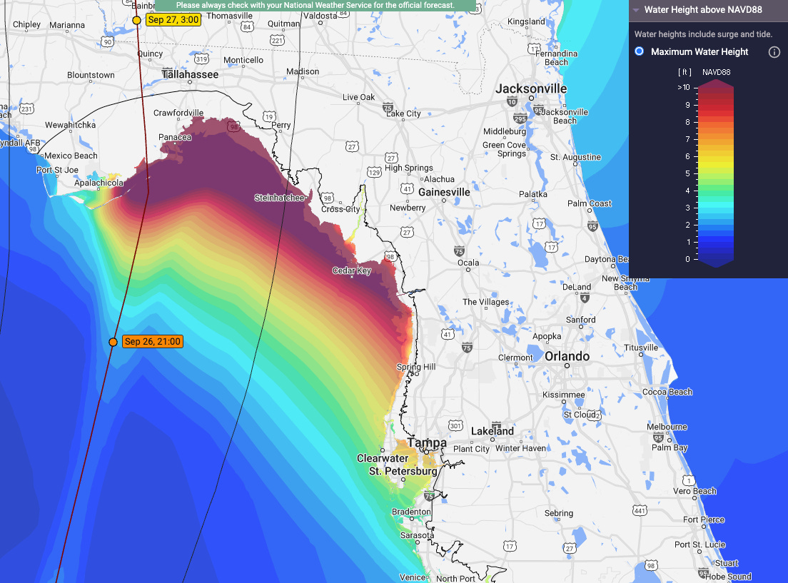 WeatherTiger's Hurricane Helene Florida Impacts Forecast for September 25th