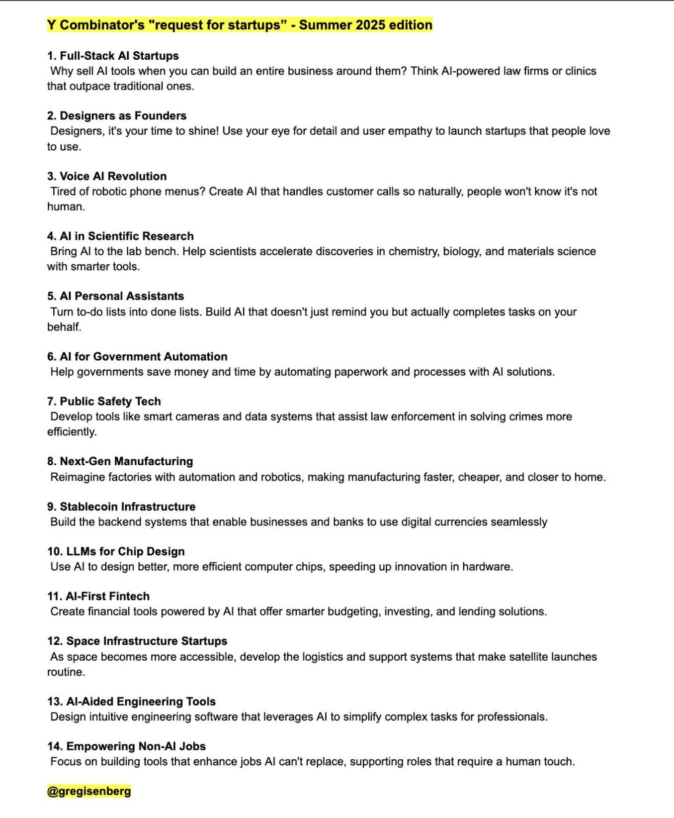 🧠 14 Y-Combinator Approved Startup ideas