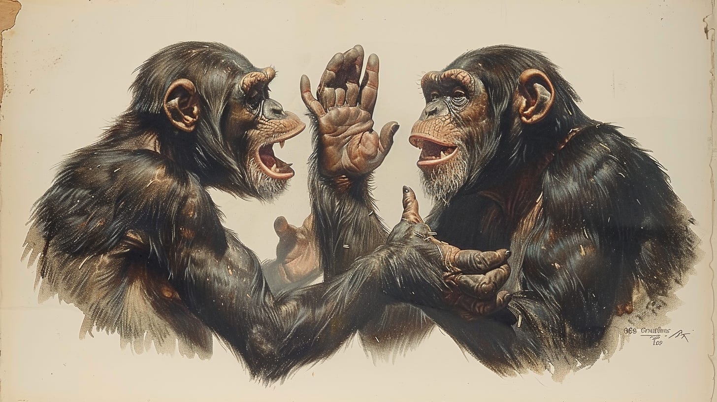 Great Apes, Facial Expressions, Cycling - by Claudia Brady