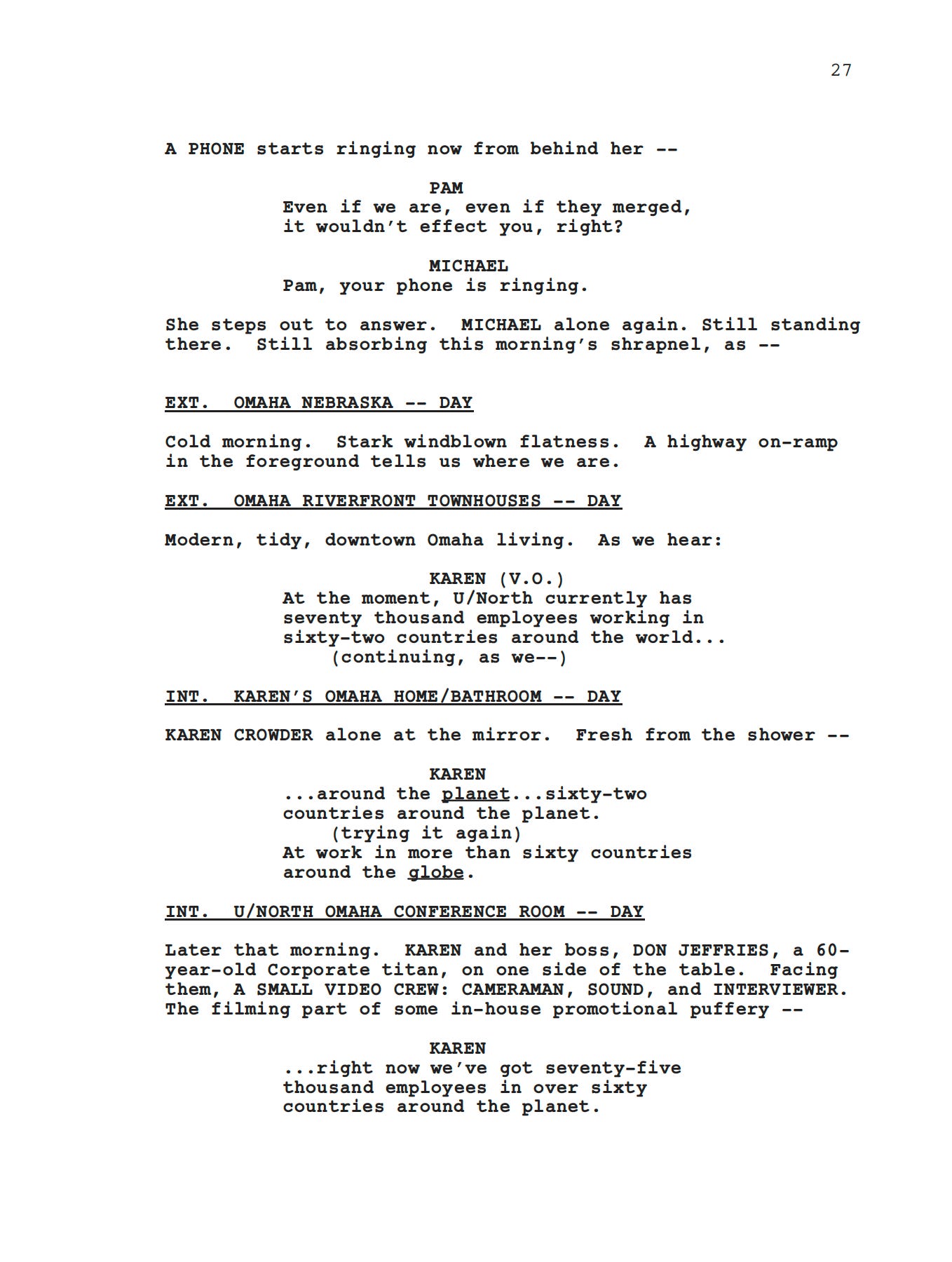 Screenplay Breakdowns - The World Is A Dot