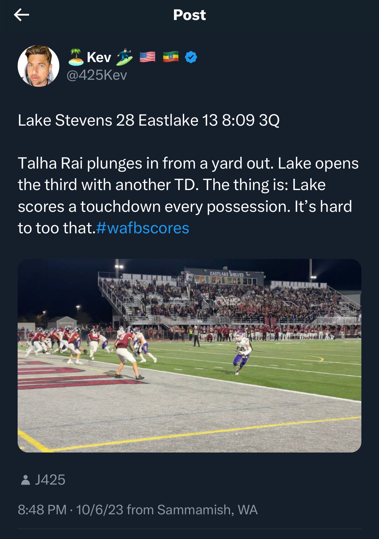 LIVE: #1 Lake Stevens 35 at #6 Eastlake 27 FINAL