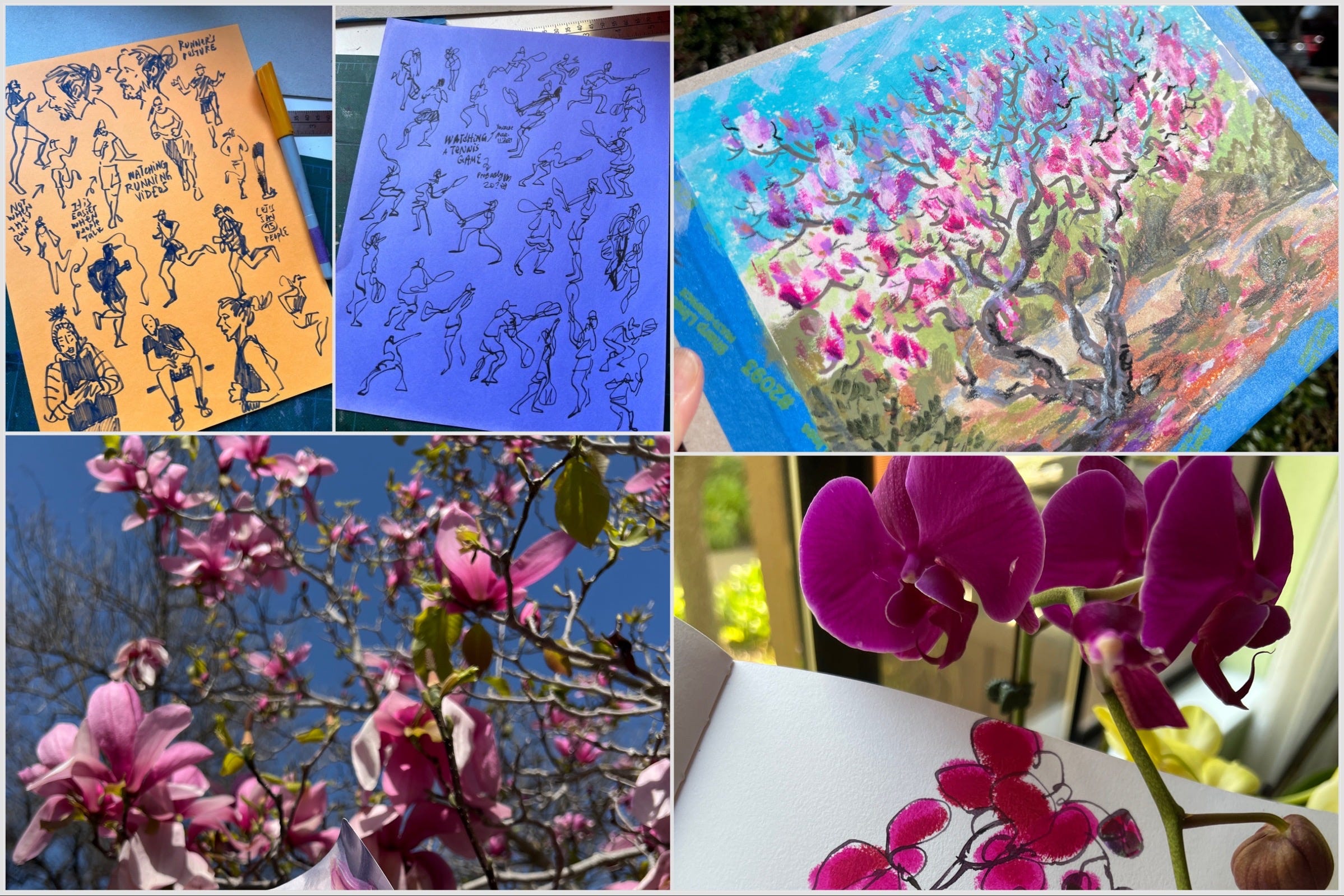 This week I attempted to draw a 100 people and a 1000 flowers.