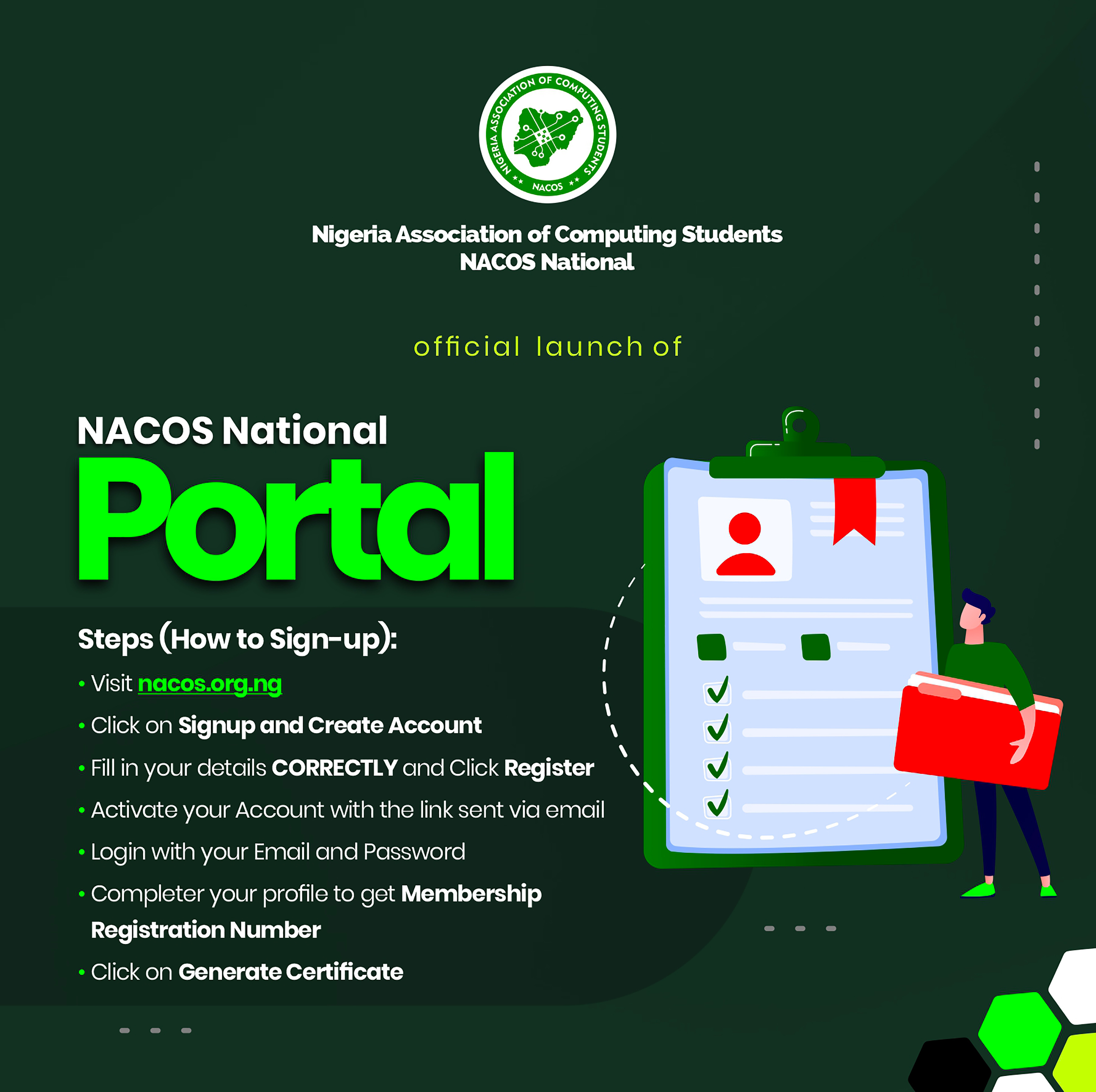 Signup on NACOS National Portal - NACOS National