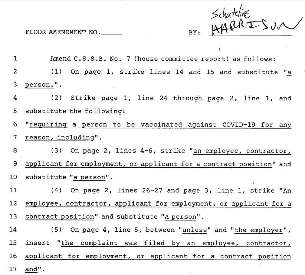 Legislature SB 7 Vote On Vaccine Mandates