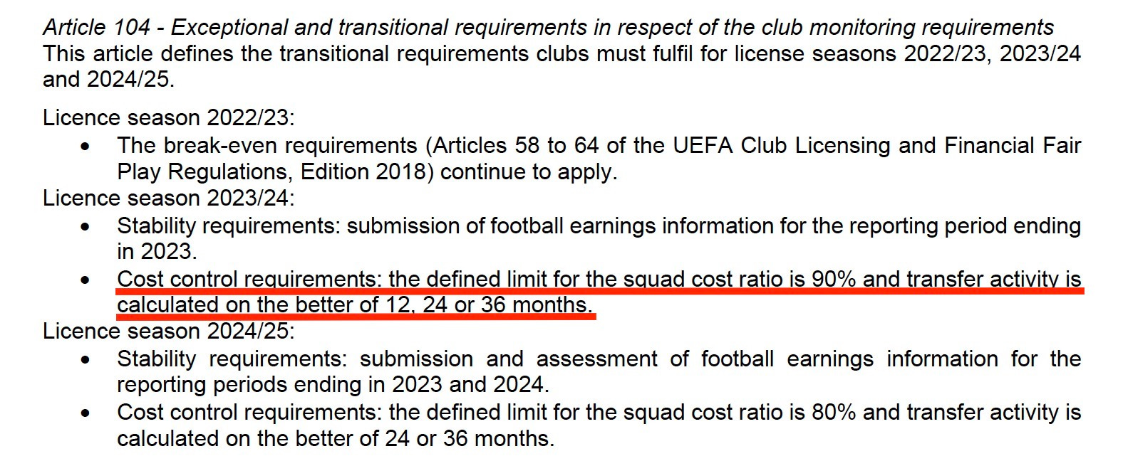 UEFA Squad Cost Control Ratio 2023 - The Swiss Ramble