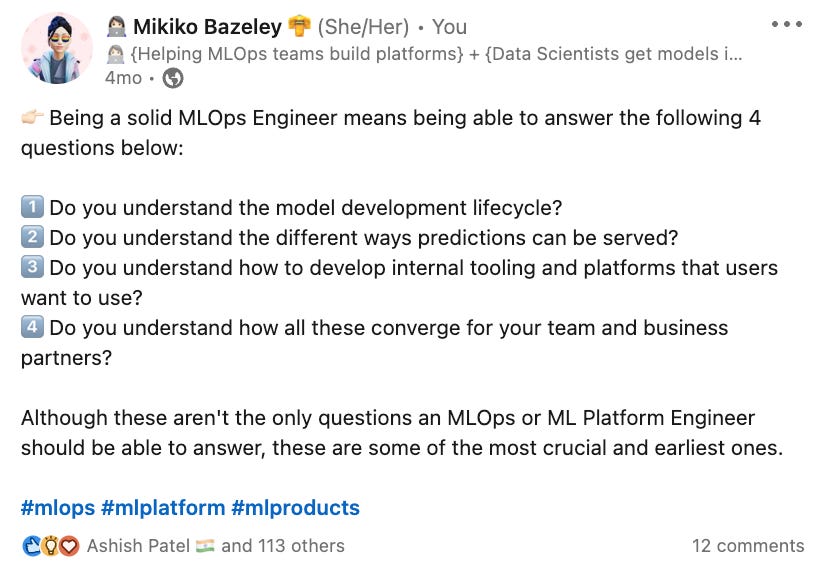 🤖 What An MLOps Engineer Does 💻 - by Mikiko Bazeley