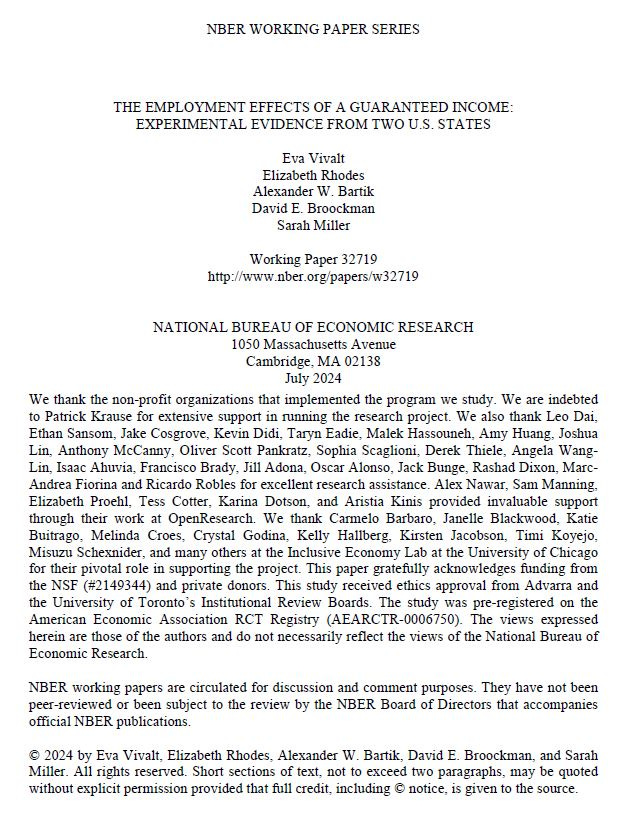 The result of largest American controlled experiment in Universal Basic ...