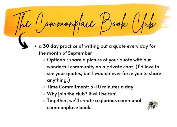 Join the Commonplace Book Club (CBC)! - by Jillian Hess