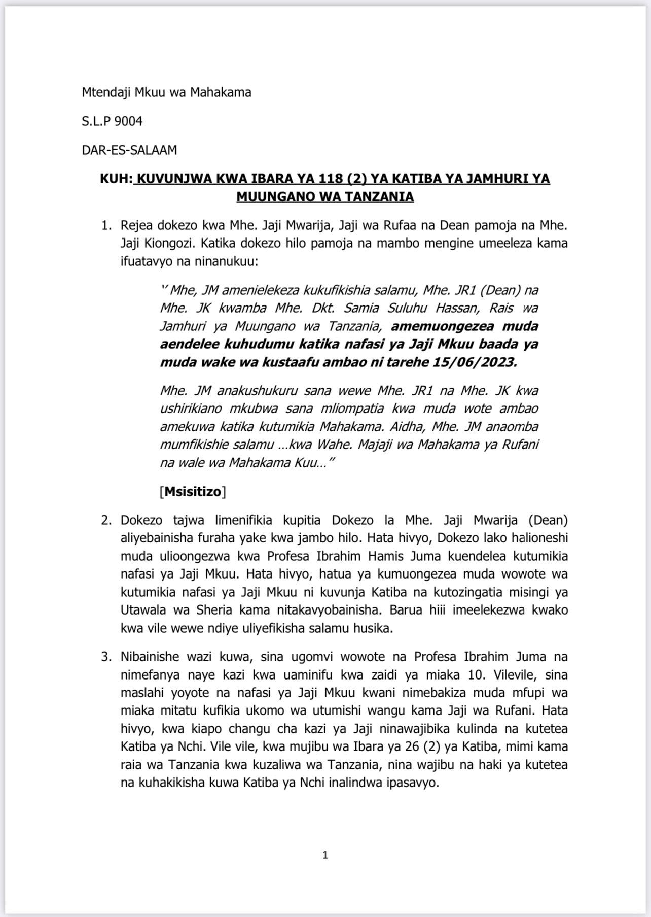 Kwa mara ya kwanza ktk historia TZ, Jaji amtuhumu Rais kuvunja Katiba ...