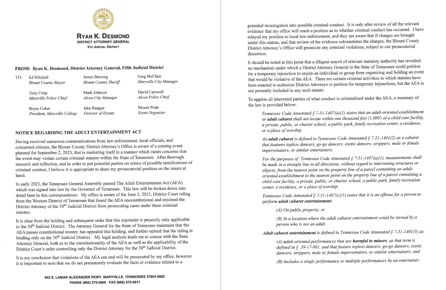 Tennessee Prosecutor Threatens To Arrest Pride Organizers, Court Fight ...