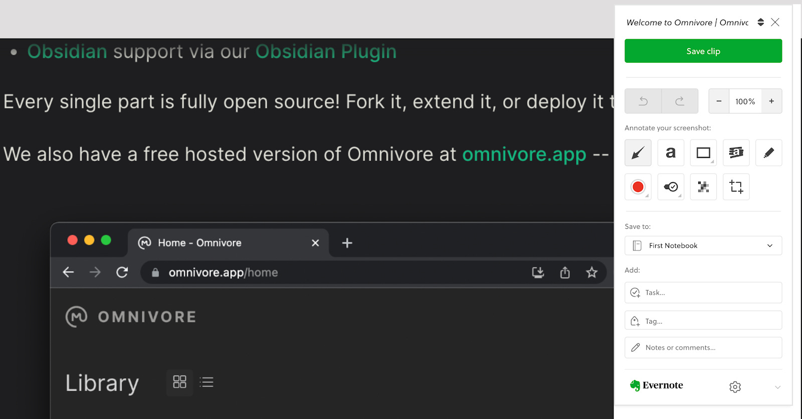 Comparing web clipper capabilities between Omnivore, Notion, and Evernote