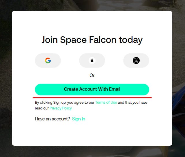 How to Sign Up for Space Falcon? - Space Falcon’s Substack