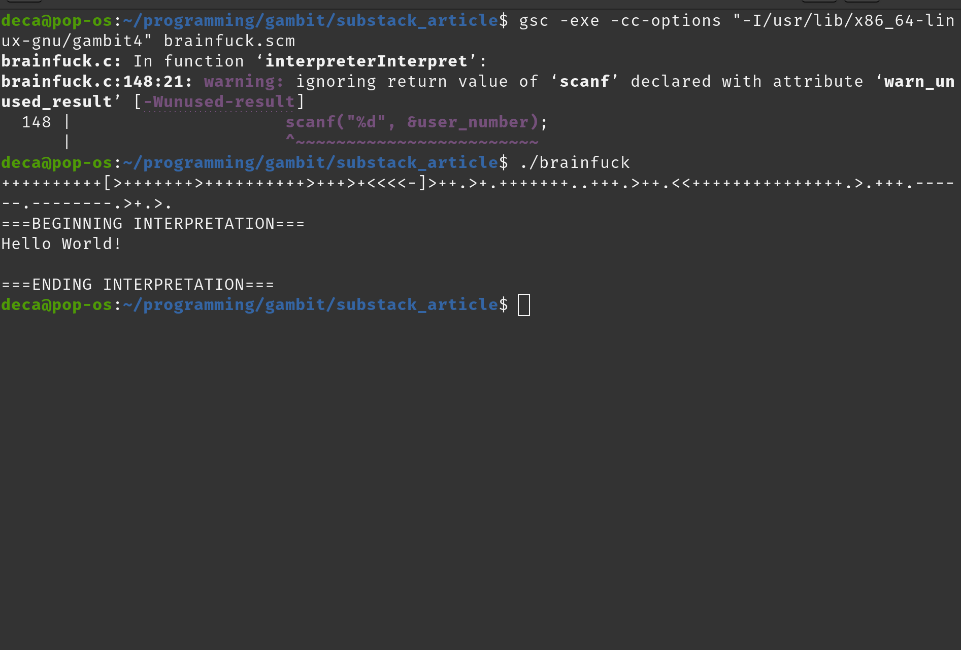 Gambit-C: Embedding C code directly in Scheme