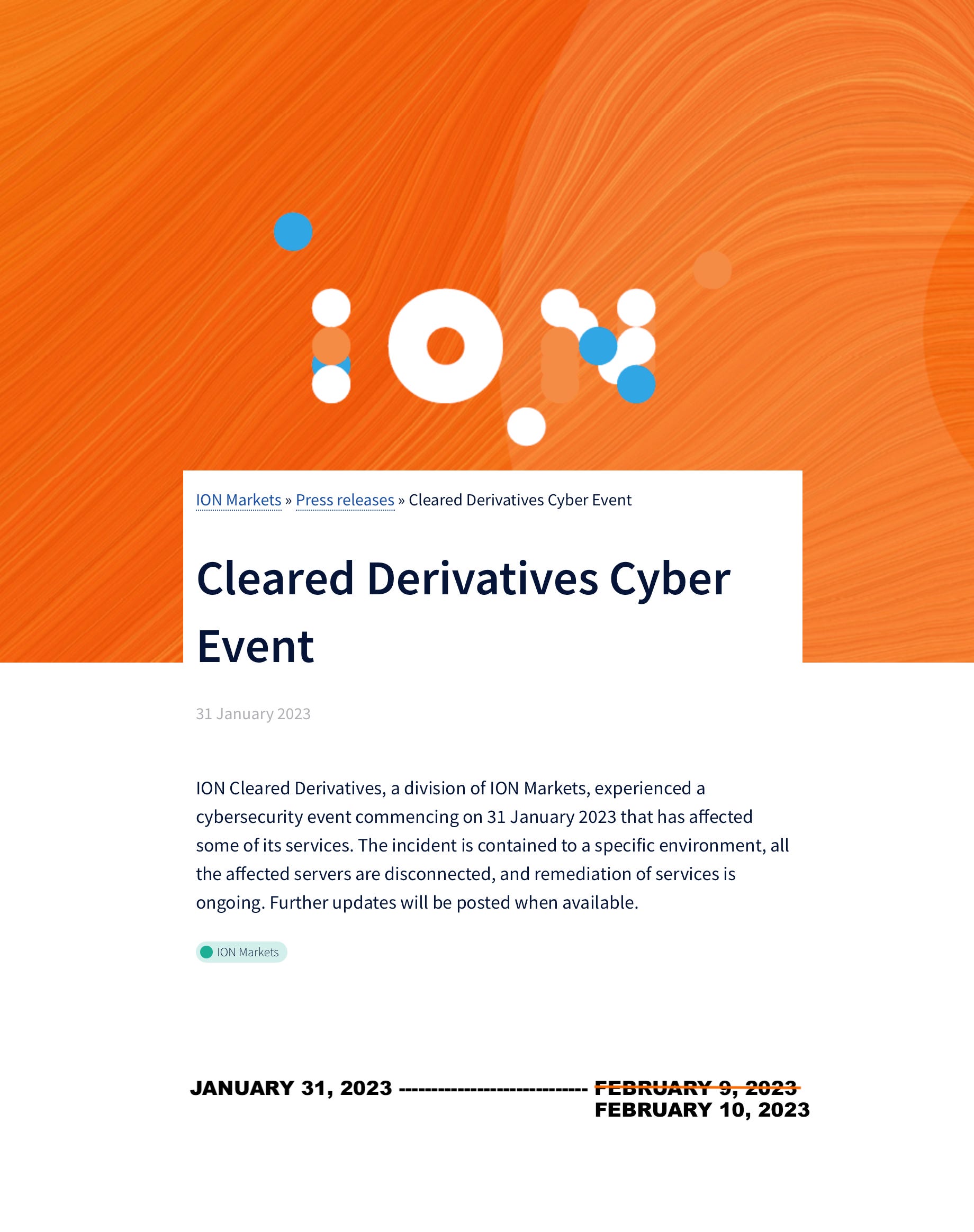 Commitments of Traders (COT) delayed: cybersecurity event Commitments of Traders (COT) delayed: cybersecurity event