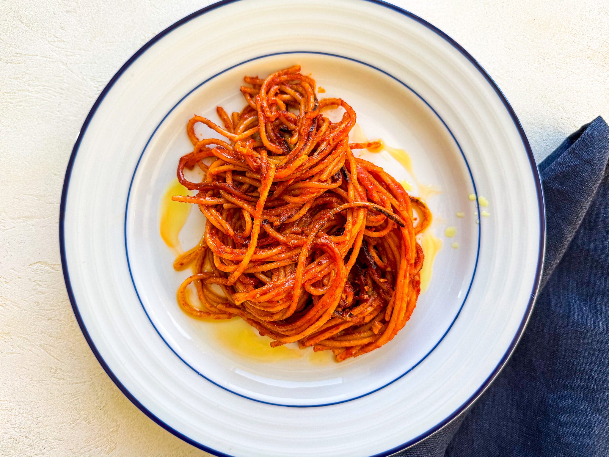 puglia's spicy, seared tomato spaghetti